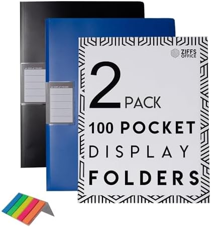 H&S Display Book Folder - A4 100 Pockets Presentation Project Folders ...