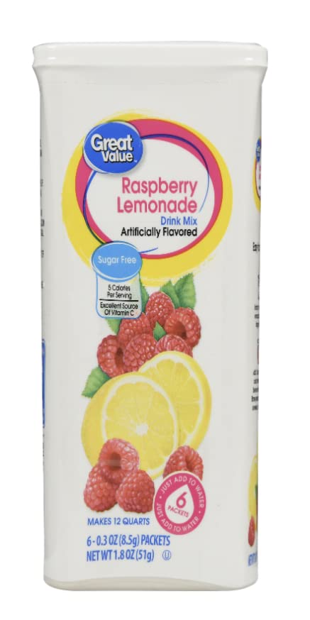 Amazon.com : Great Value Raspberry Lemonade Drink Mix, 1.8 oz, 6 count ...