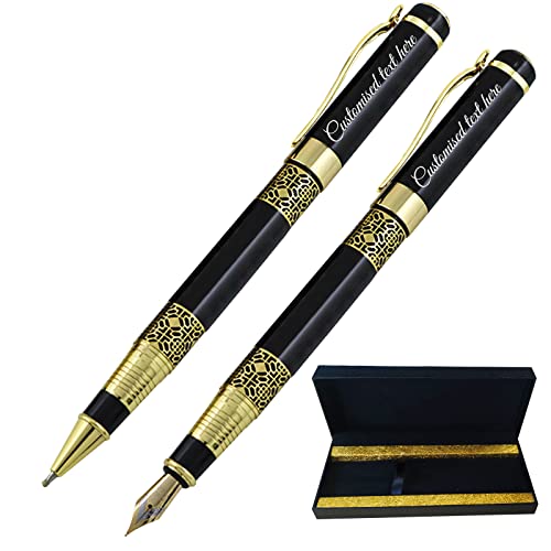 Amazon.com: Personalized Custom Fountain Pen Ballpoint Pen Set With ...