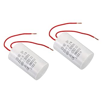 PATIKIL CBB60 25uF Running Capacitor,2Pcs AC 450V 50/60Hz Cylinder Bottom with 2 Wires 12cm for ...
