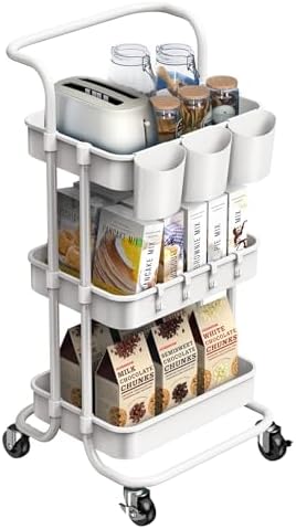 4-Tier Storage Trolley Cart, Slim Storage Trolley, Narrow Storage Unit ...