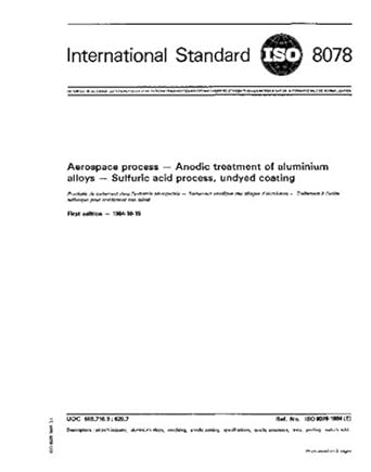 Amazon.fr - ISO 8078:1984, Aerospace process - Anodic treatment of aluminium alloys - Sulfuric ...