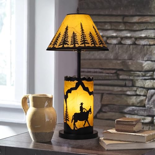 Wellmet Black Farmhouse Table Lamps, 2 Lights Rustic Western Bedside ...