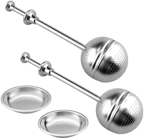 2 Set Stainless Steel Ball Shape Tea Strainer with Tray Tea Infuser ...