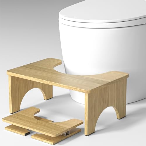 Amazon.com: Foldable Toilet Stool Bamboo Poop Stol 7" Bathroom Stool ...
