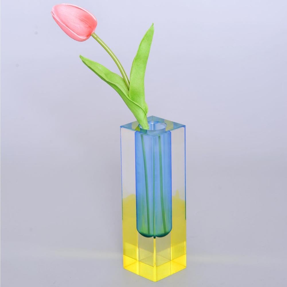 Acrylic Vase for Flowers, Cute Room Decor, Unique Square Vase,Modern ...