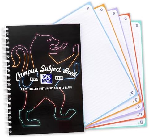 Oxford Campus A4+ Size Subject Notebook With Dividers, Black, Single : Amazon.co.uk: Everything Else