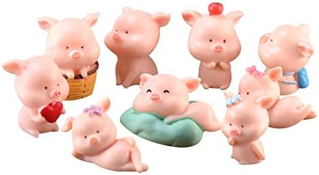 Amazon.com: 13 Pieces Cute Pink Piggy Miniature Figurines Pig Cake ...