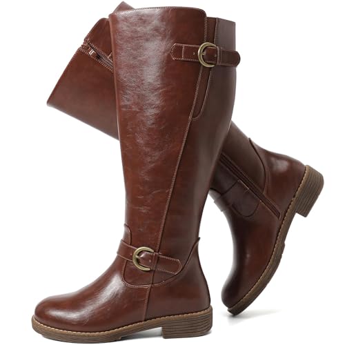 Luoika Women's Extra Wide Calf Knee High Boots, Wide Width Boots Low ...