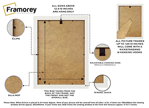 FRAMOREY A3 White Frame in Size 30x42cm – A3 Photo Frame White with ...