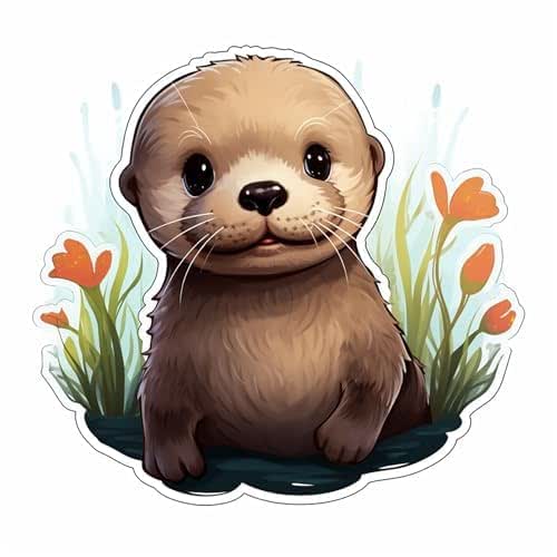 Amazon.com: Cute Baby Otter Wildlife Vinyl Decal – 5-Inch Waterproof ...
