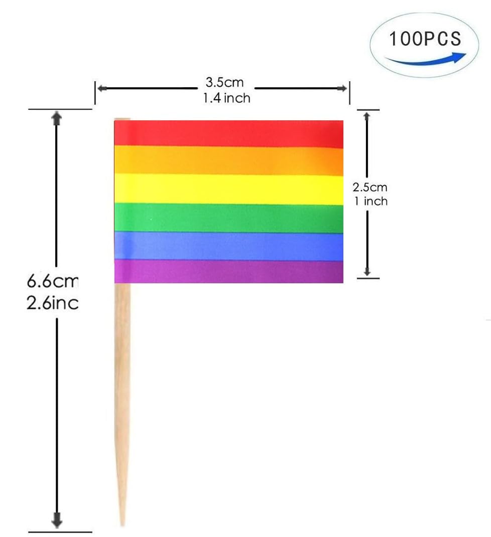 Snapklik.com : JAVD 100 Pcs Pride Rainbow Flag Rainbow Toothpick Flags