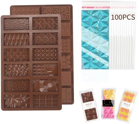 DOCMON Chocolate Molds, 2Pcs Mini Silicone Chocolate Mold with 100Pcs ...