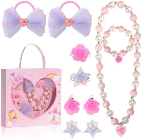 PinkSheep Little Girl Jewelry 10PCS Toddler Jewelry for Girls 3/4/5/6/7 ...