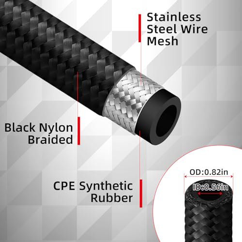 Snapklik.com : BRIFITOR 10AN 10FT Fuel Line Kit, Nylon Stainless Steel ...
