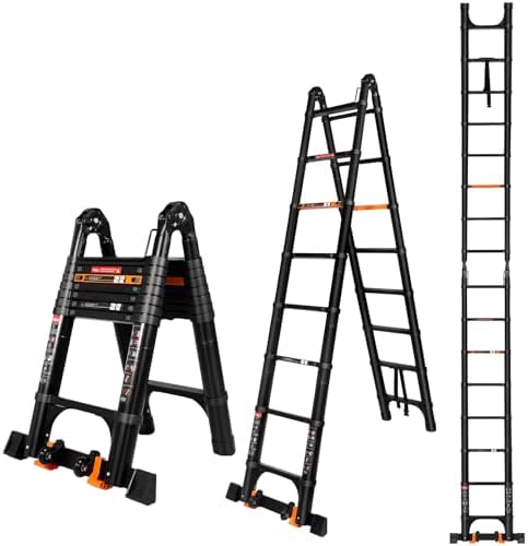 Wolec 16.5 FT A Frame Telescoping Ladder, Adjustable Multi-Purpose ...