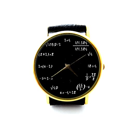 Amazon.com: Math Art Watch, Mathematical Formulates Leather Watch, Math ...
