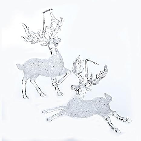 Amazon.com: 5 5" CLEAR ACRYLIC REINDEER ORNAMENT, SET OF 2 ASSORTED ...