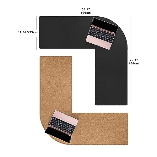 Snapklik.com : MAIDERN 40 Inch L Shaped Corner Desk Mat, Cork & Leather ...