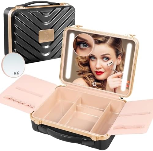 Amazon.com: TOROKOM Travel Makeup Cases with Lighted Mirror, Portable ...