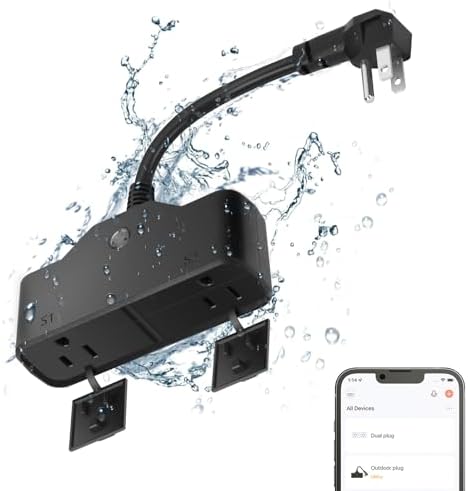 meross Outdoor Smart Plug, IP44 Waterproof Wi-Fi Outlet with 3 ...