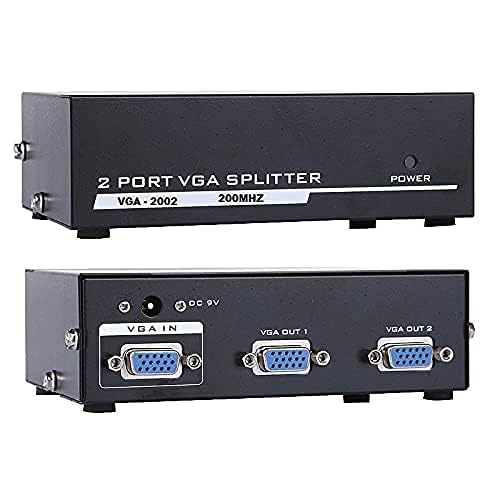 XIKKART VGA Splitter 4 Port VGA Video Splitter, 1x4 VGA Switch 200MHz 4 ...
