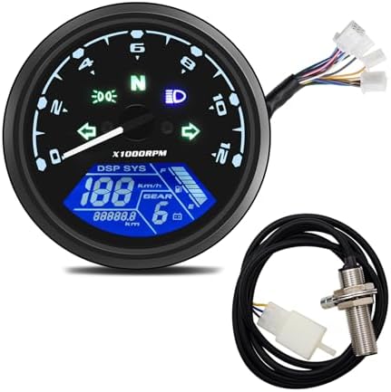 Geloo Tachometer für Motorrad, digital, Tacho für Motorrad, 12000 U/min ...
