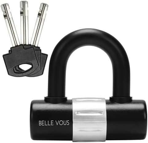 Belle Vous Black Heavy Duty U Lock Bicycle Chain Shackle with 3 Keys ...