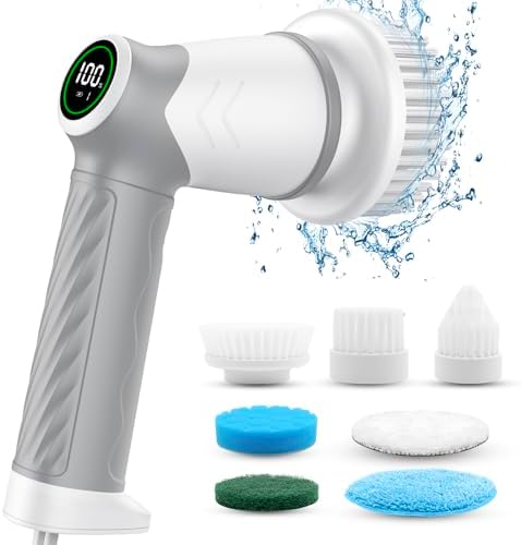 Amazon.com: Electric Spin Scrubber 80W - Electric Dish Scrubber 5 Heads ...