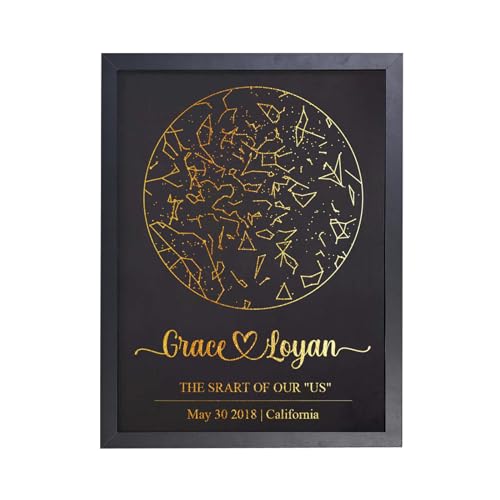 Amazon.com: Custom Star Map with Dates & Place, Circular Star Map ...