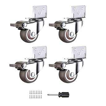 4Pcs 1.5 Inch Furniture L-Bracket Caster Plate Swivel Caster Wheels ...