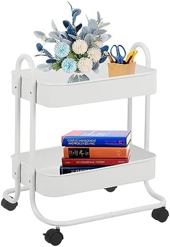 Amazon.com: CENZEN Bamboo Kitchen 2-Tier Rolling Storage Cart, Multi ...
