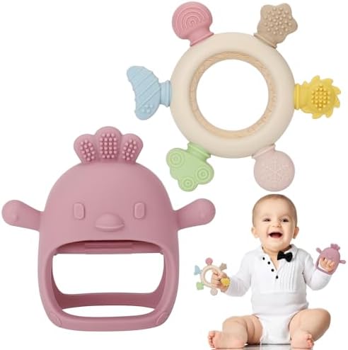 Amazon.com : PandaEar 2 Pack Silicone Teething Toys | Baby Teether ...