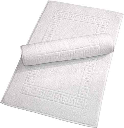 Sleep and Beyond Egyptian Cotton Bath Mats – 750 GSM Greek Key Pattern ...
