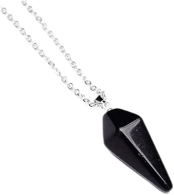 Amazon.com: Aovic-M Gem Stone Hexagon Pyramid Necklace Charms Pendulum ...