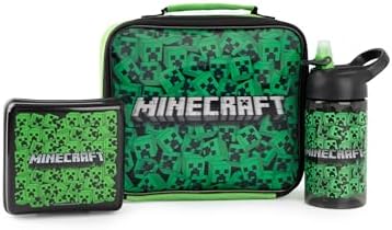 Minecraft Lunch Bag Set | Creeper Adventure for Boys | Lunch Box, Water ...