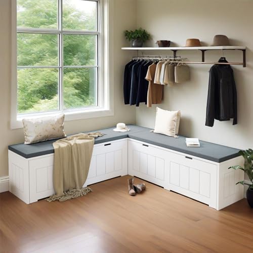 Amazon.com: DalyLuxa L-Shaped Corner Storage Bench Compartments ...