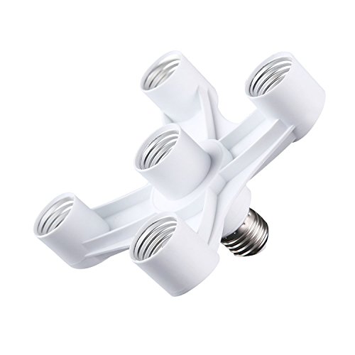 Electop 5 in 1 E26 Socket Splitter E27 to E27 5 Bulb Socket 4+1 Lamp ...