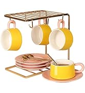 Amazon.com | Wansli Marbled Ceramic Coffee Mug with Saucer, Coffee Cup ...