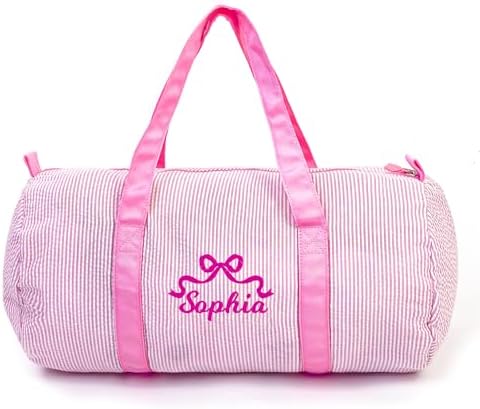 Amazon.com | MT WORLD Seersucker Girls Duffle Bag Personalized Toddler ...