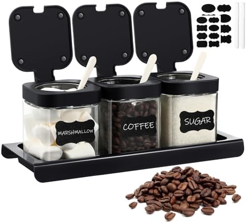 Amazon.com: Suclain 3 Pcs Glass Coffee Containers Coffee Station ...
