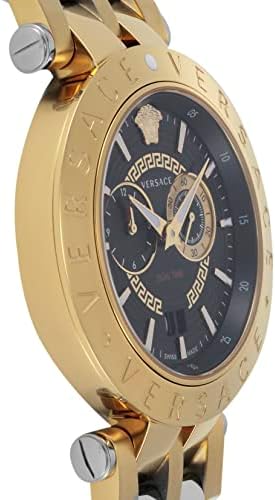 Amazon | [ヴェルサーチ] 腕時計 V-RACE DUALTIME Vレース デュアルタイム ブラック 文字盤 ステンレススチール ...