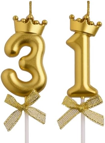 Amazon.com: AOOLADA 22nd Birthday Candles, Gold 22 Year Old Number ...