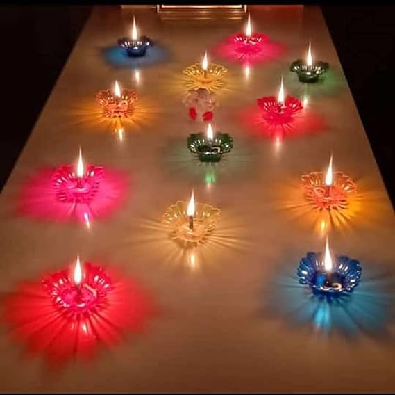 Buy Himanshi Collection Diwali Diyas Colourful 3D Reflection Diya for ...