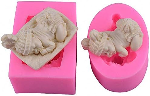 Amazon.com: 4Pcs/Set 3D Cute Newborn Sleeping Baby Silicone Molds for ...