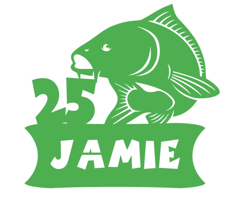 Personalised Fish Card Cake Topper Carp, Fish, Personalised Glitter ...