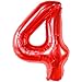 Amazon.com: KatchOn, Red Number 4 Balloon - Giant, 50 Inch | Red 4th ...