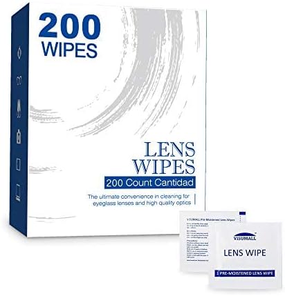 Eyeglasses Cleaner Lens Cleaning Wipes-200 Individual Wrapped Pre ...