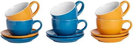 Argon Tableware 12 Piece Coloured Cappuccino Cup and Saucer Set ...