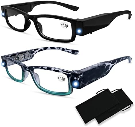 Amazon.com: Reading Glasses with Lights Bright LED Readers Lighted ...